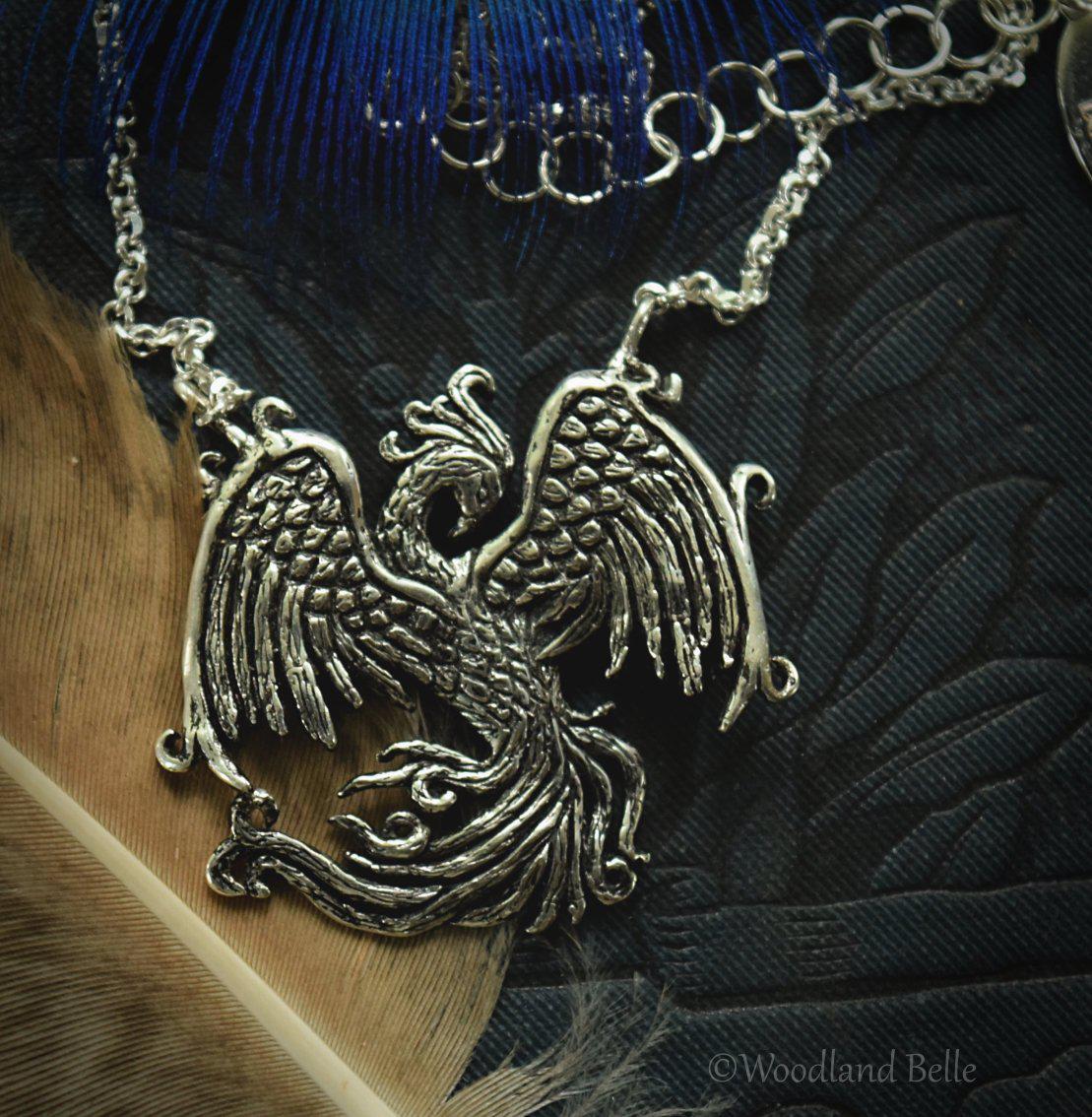 Phoenix Necklace - Sterling Silver Phoenix Rising Pendant - Firebird ...